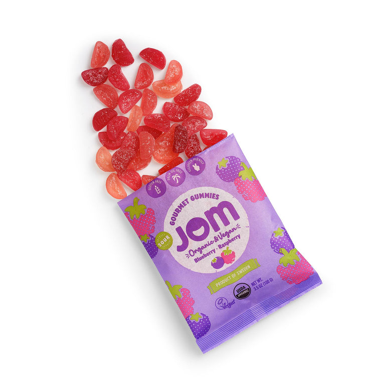 Swedish Organic, Plant-Based Candy -Sour Blueberry & Raspberry Gummies ...