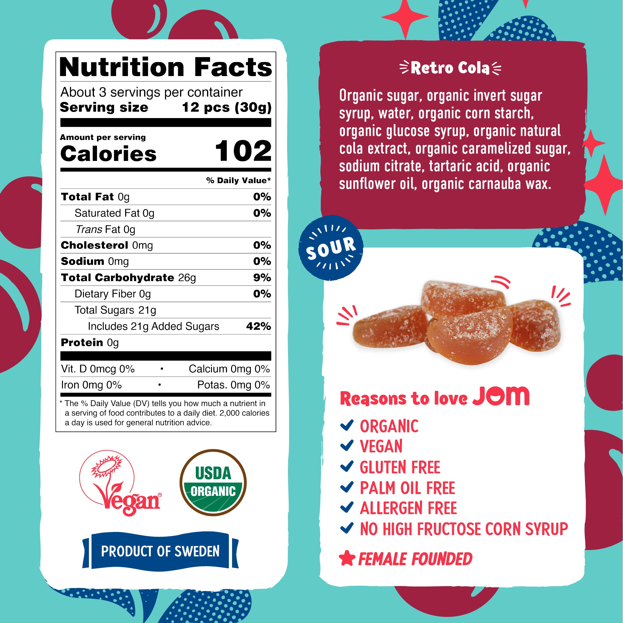 Organic Candy | Vegan Sour Cola Gummies | Top 9 Allergen Free – JOM